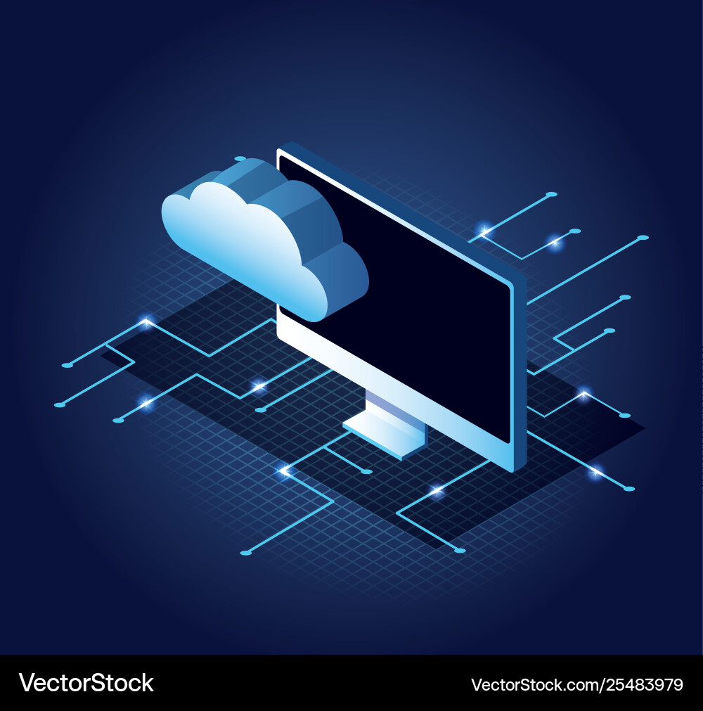 Digital technology blue symbols Royalty Free Vector Image