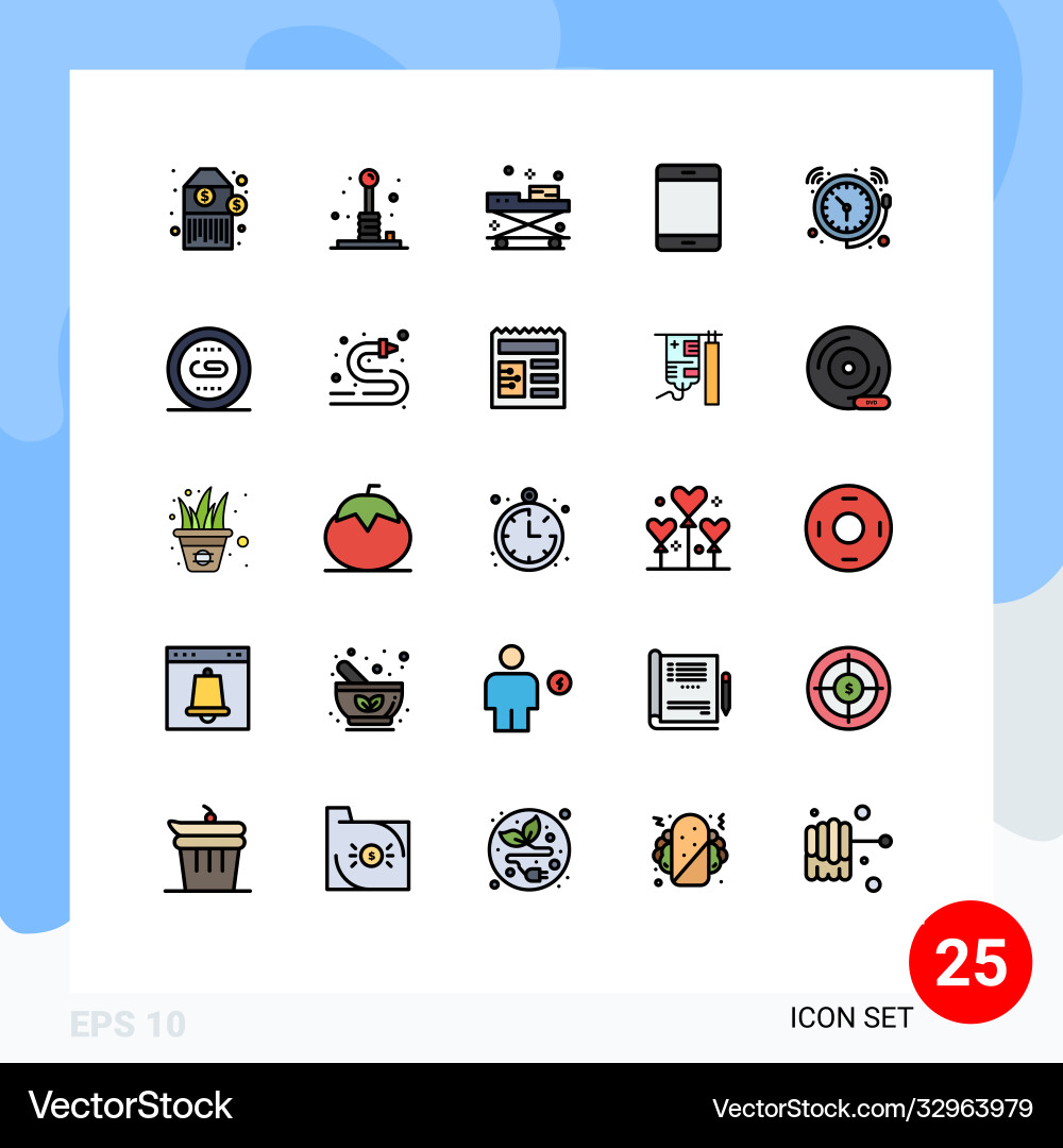Editable line pack 25 simple filled flat Vector Image