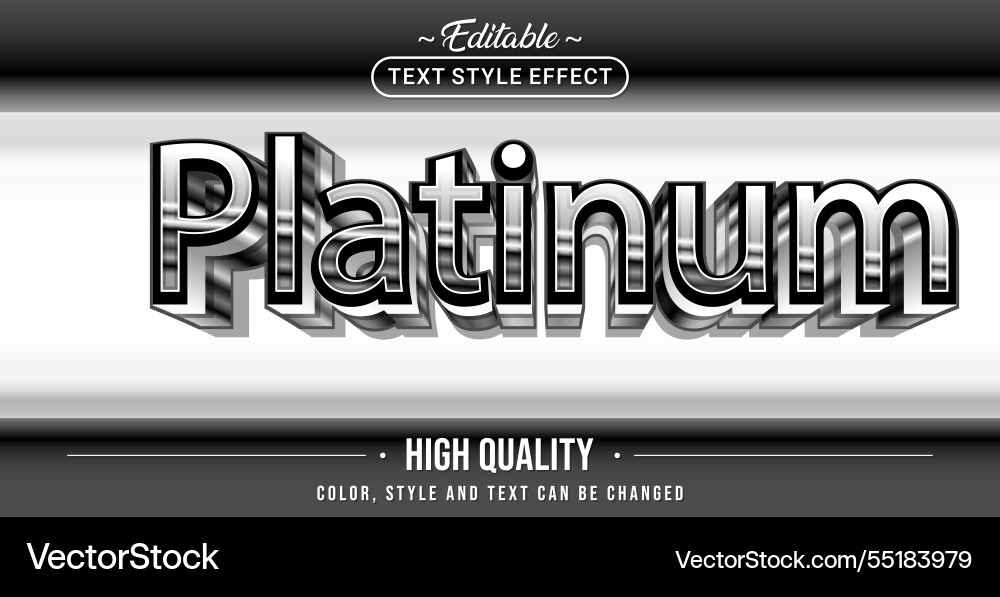 Editable text style effect - platinum Royalty Free Vector