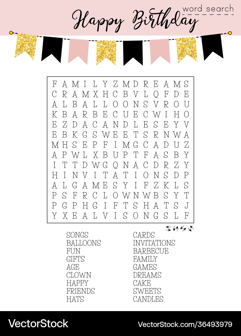 Happy Birthday Word Search Birthday Word Search Activity For Kids