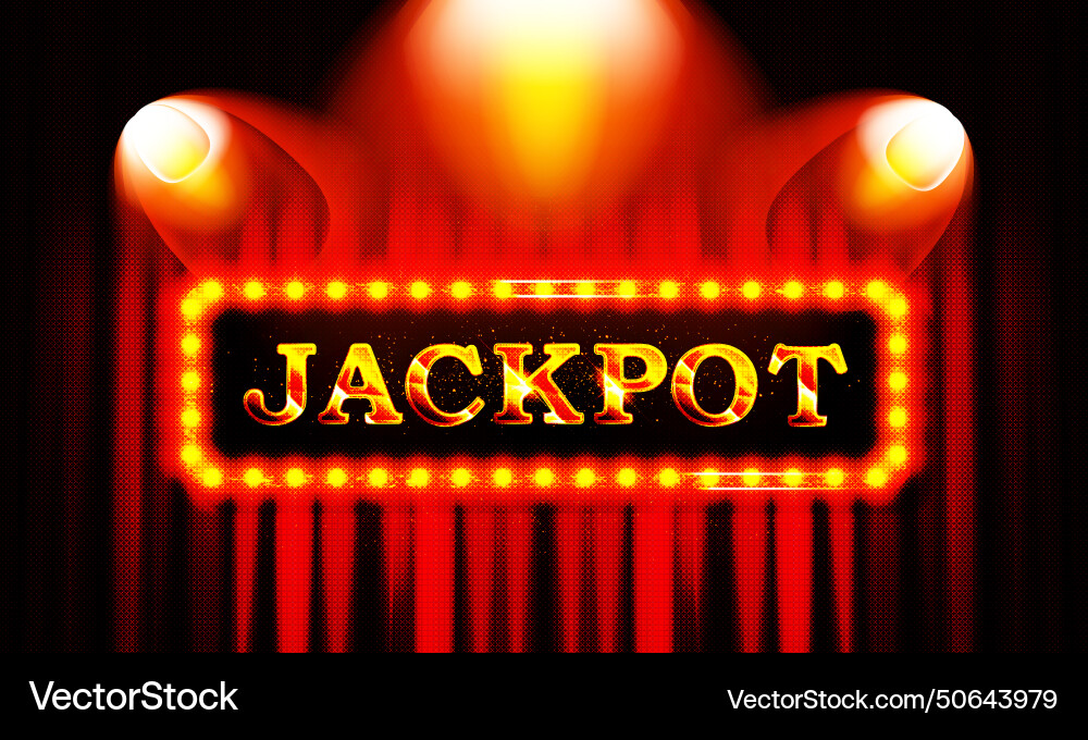 Jackpot word on banner with red curtains Vector Image