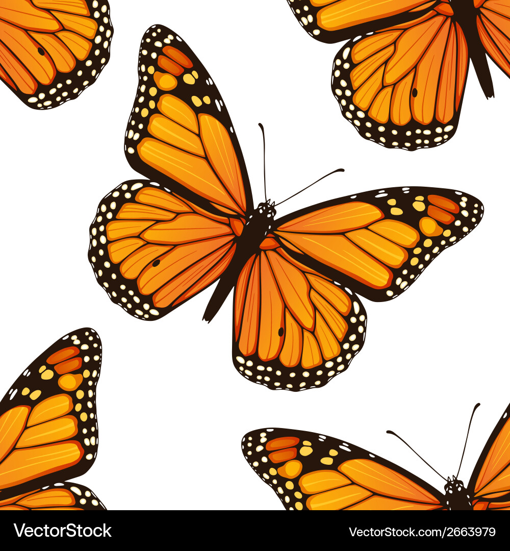 Monarch Butterfly Seamless Pattern Royalty Free Vector Image