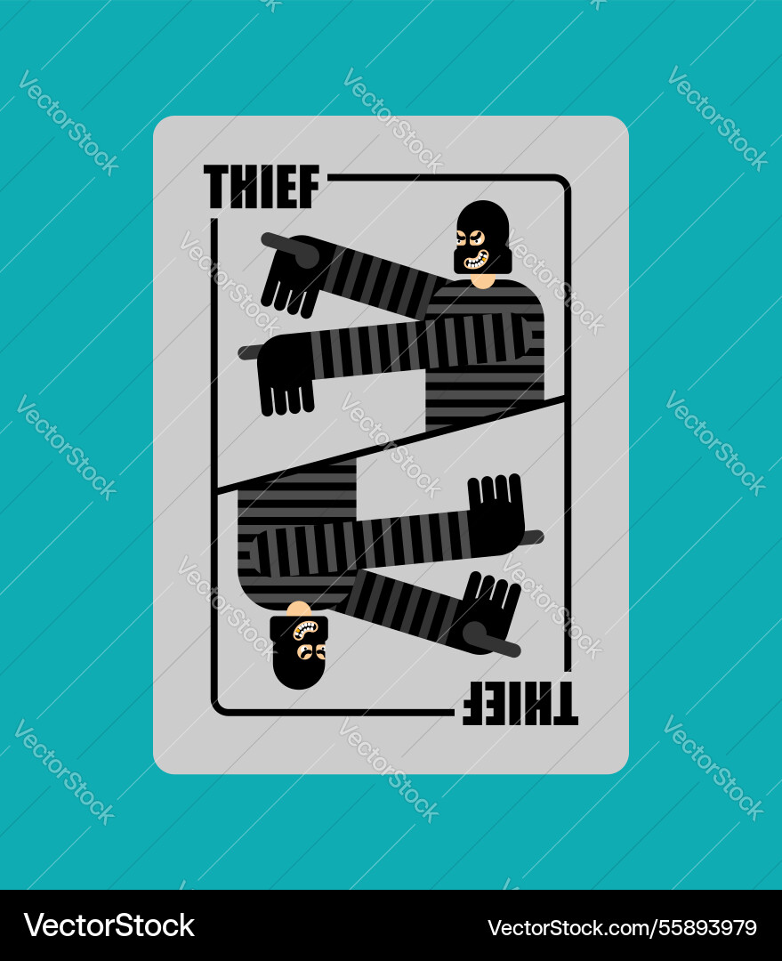 Playing card thief new robber Royalty Free Vector Image