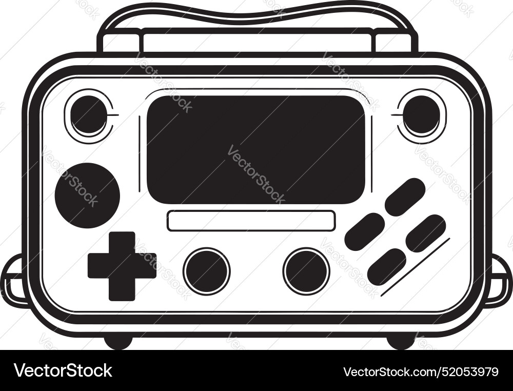 Retro wave handheld gaming console logo time Vector Image