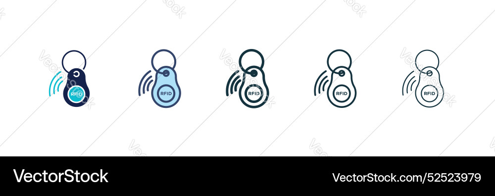 Rfid key tag icon set black filled and outlined Vector Image