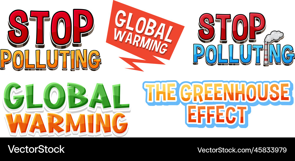 Set of global warming banner sign Royalty Free Vector Image