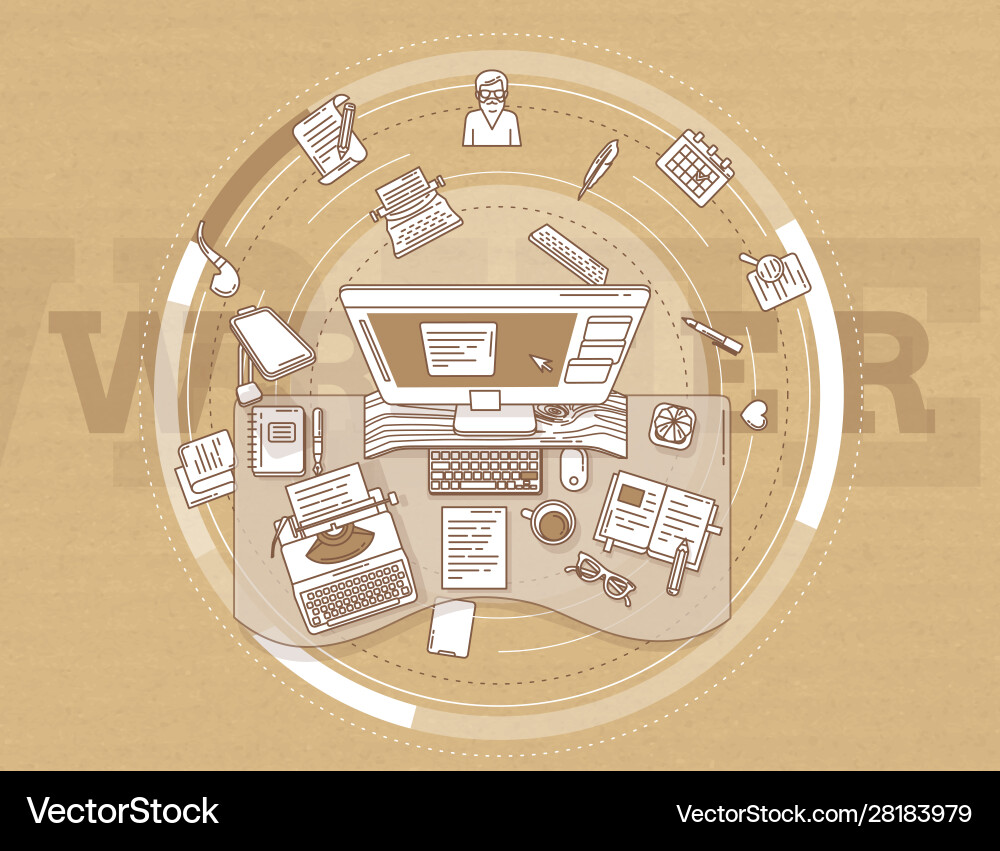 Writer and copywriter - detailed Royalty Free Vector Image