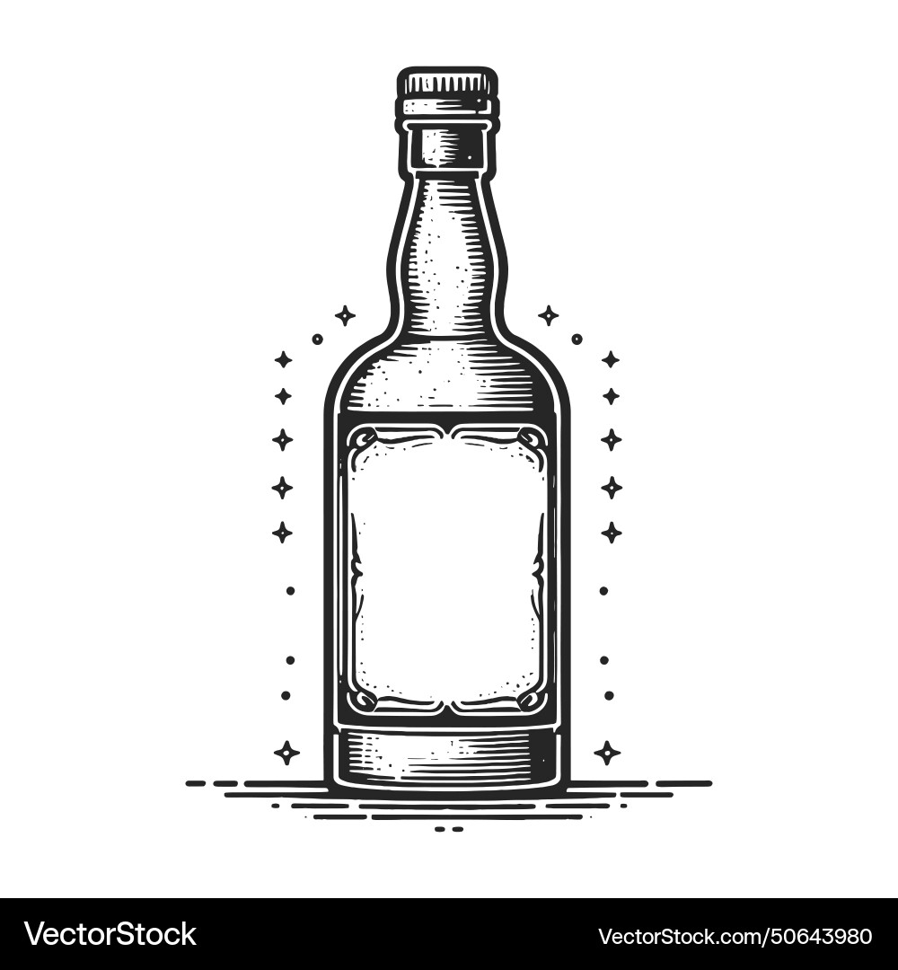 Alcohol bottle sketch Royalty Free Vector Image