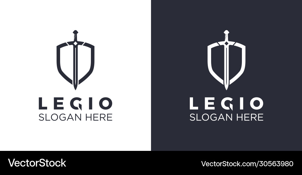 Armor and sword logo design template Royalty Free Vector