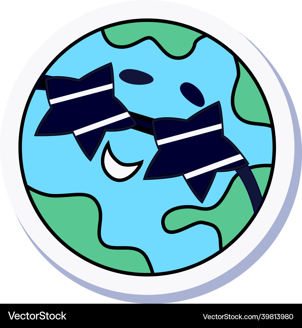 Earth doodle sticker Royalty Free Vector Image