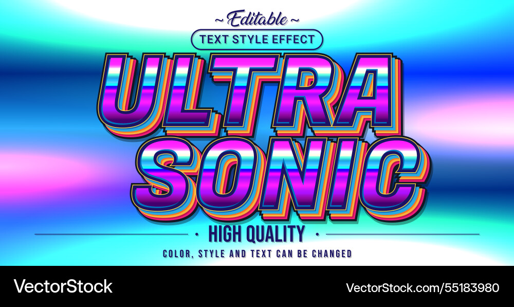 Editable text style effect - ultra sonic Vector Image