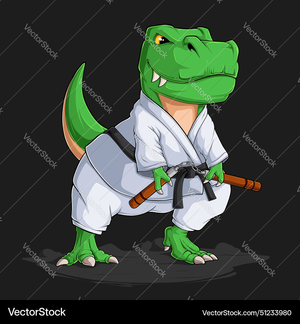 Funny dinosaur t rex wearing karate kimono Vector Image