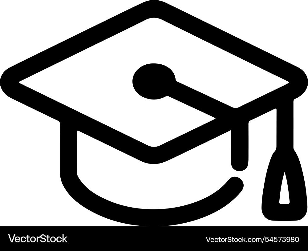 Graduation cap icon line art Royalty Free Vector Image