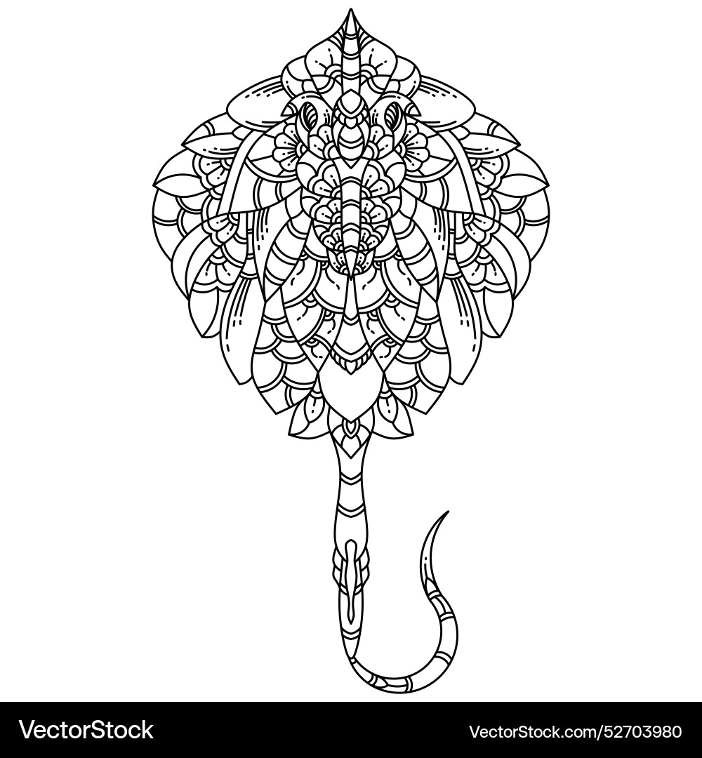 Hand drawn of manta in entangle style Royalty Free Vector