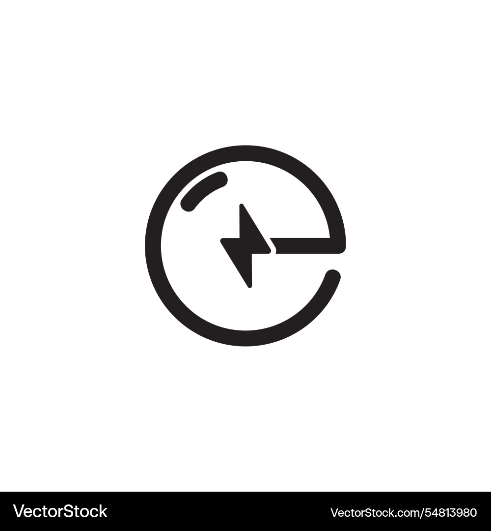 Letter e thunder bolt energy circle simple logo Vector Image