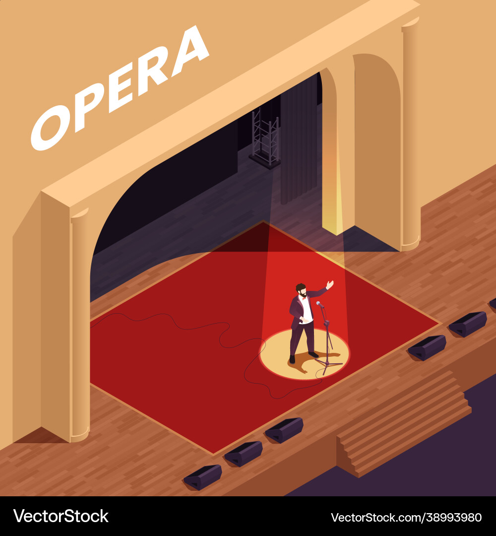 Opera theatre isometric poster Royalty Free Vector Image