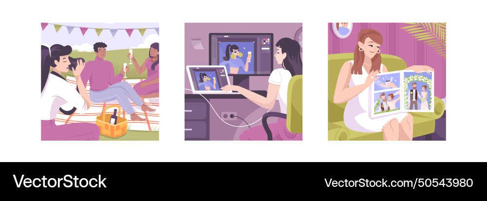 Photography process set Royalty Free Vector Image