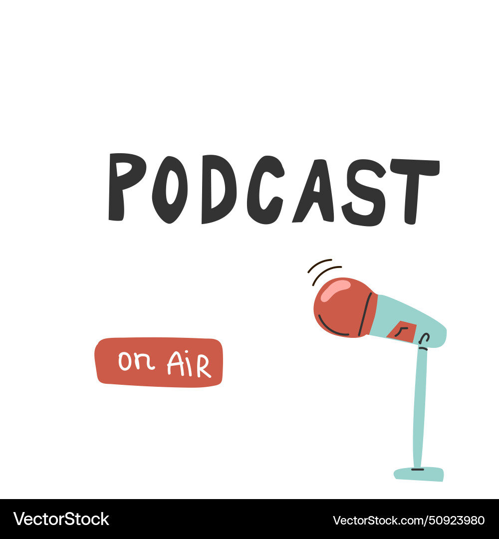 Podcast cover design with red elements in flat Vector Image