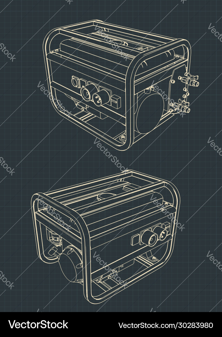 Portable generator drawings Royalty Free Vector Image