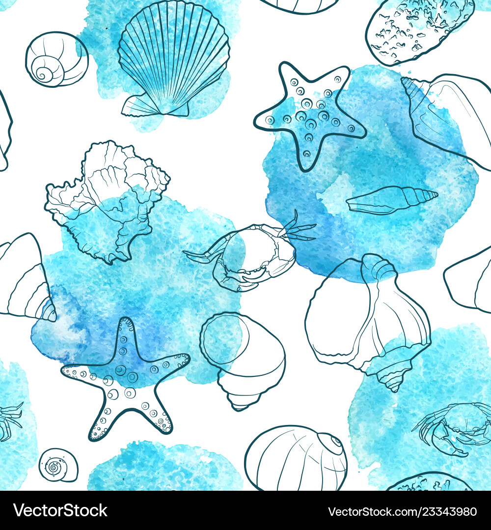 Seamless pattern with seashells Royalty Free Vector Image
