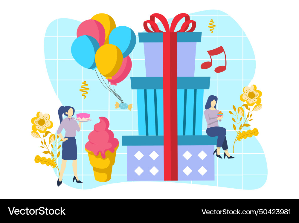 Birthday celebration flat design Royalty Free Vector Image