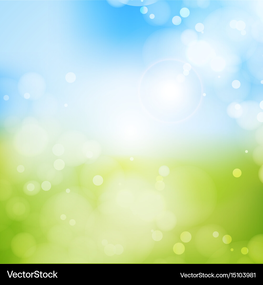Blurry background spring blue sky with glaring Vector Image