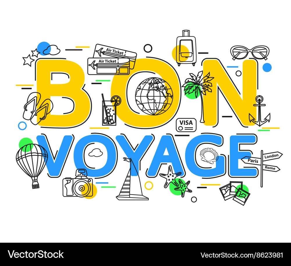 Bon voyage concept with icons and elements Vector Image