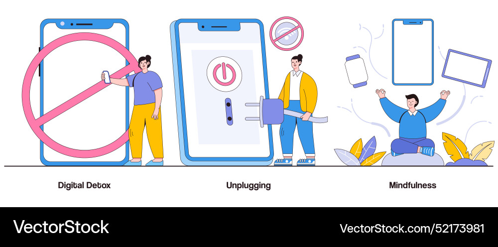 Digital detox unplugging mindfulness concept Vector Image