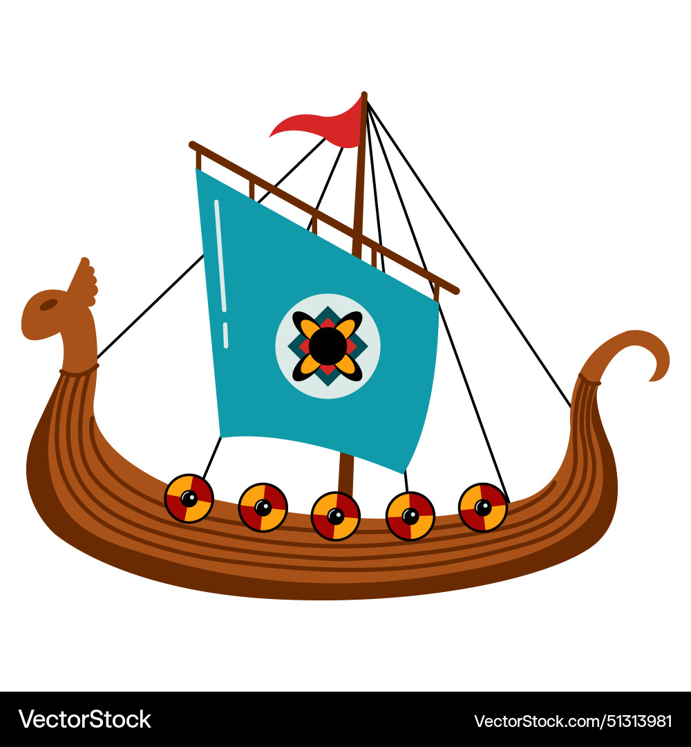Drakkar viking ship on isolated white background Vector Image