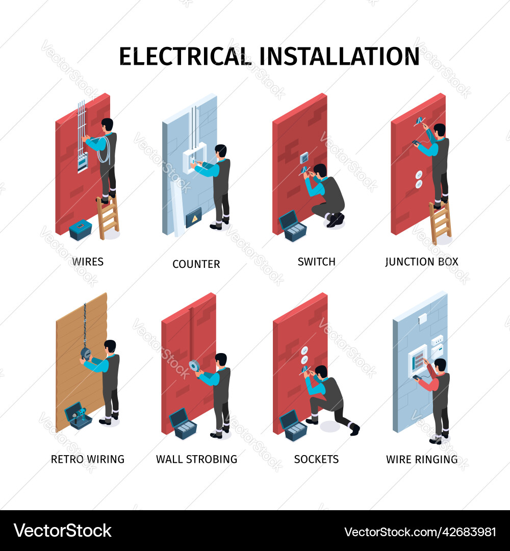 Electrical installation compositions set Vector Image
