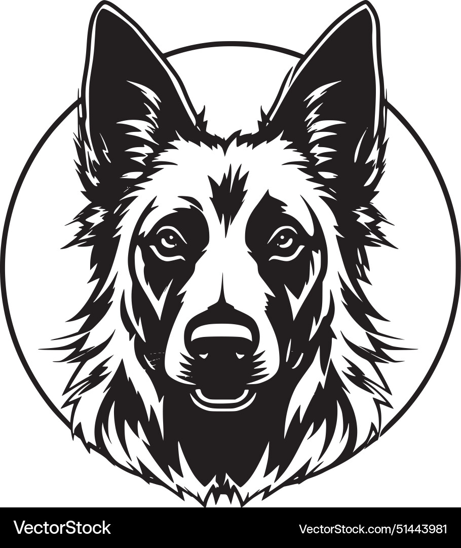 German shepherd - black and white isolated icon Vector Image