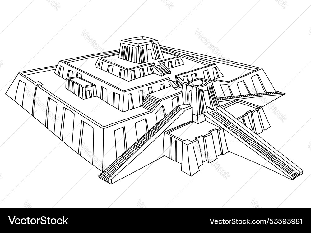 Great ziggurat at ur in perspective architecture Vector Image