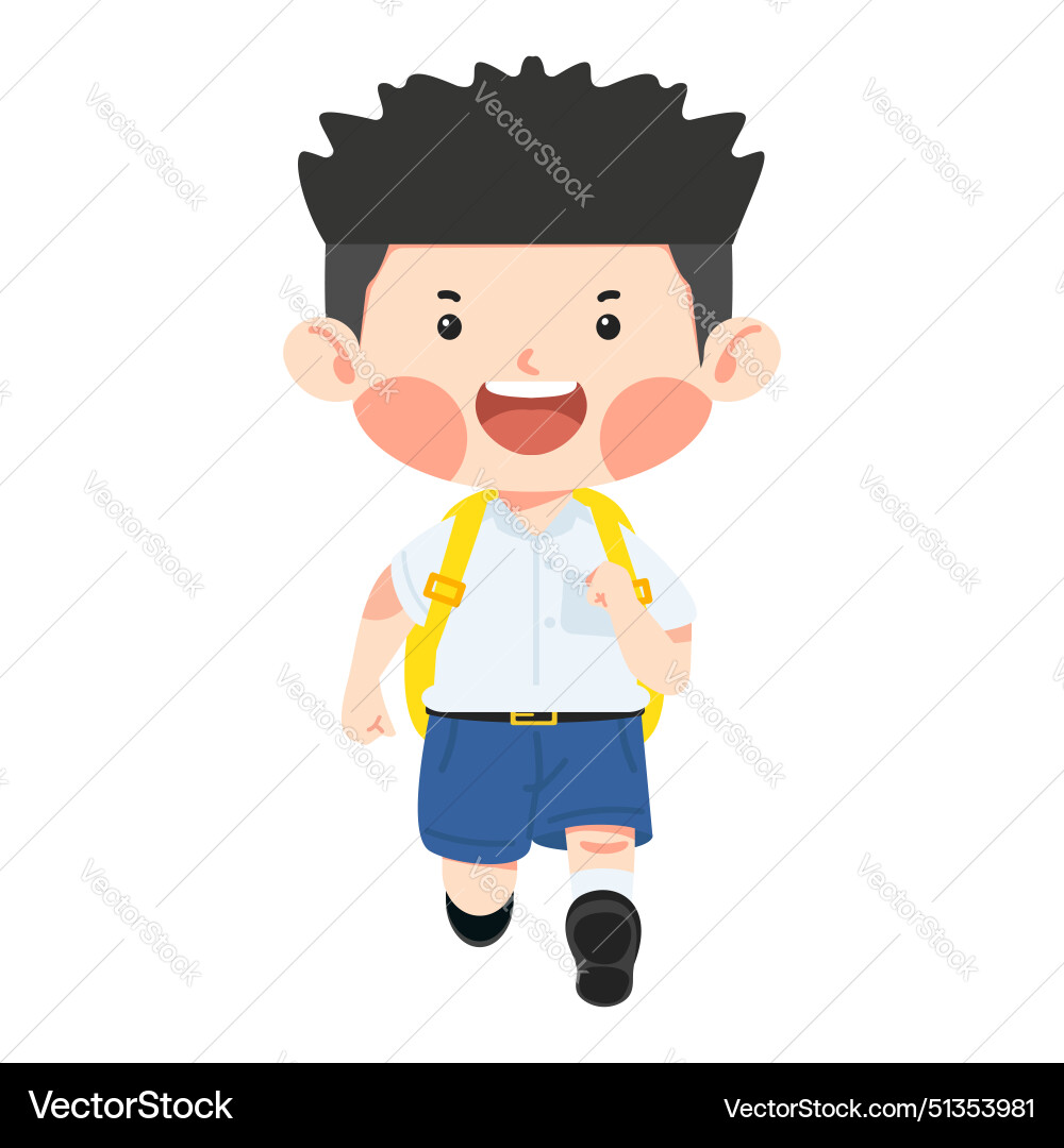 Kid boy student running cartoon Royalty Free Vector Image