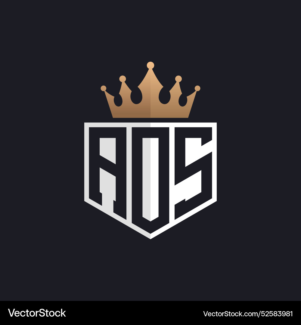 Luxury aos logo with crown elegant initials Vector Image