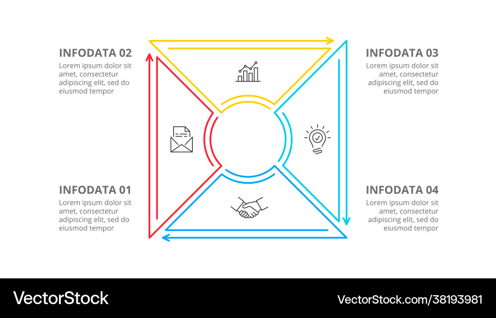 Square divided into 4 parts steps or options Vector Image