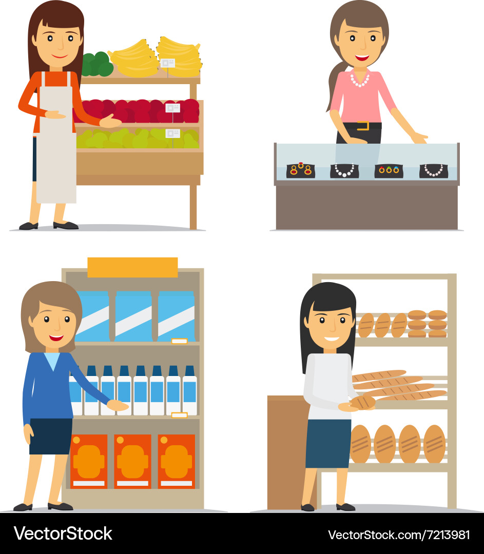 Woman at Retail Counter Royalty Free Vector Image