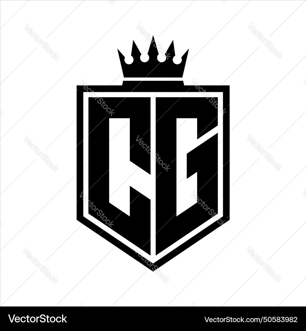 Cg logo monogram bold shield geometric shape Vector Image