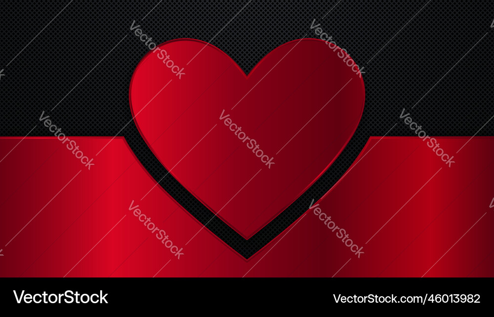 Metal heart black and red metallic background Vector Image