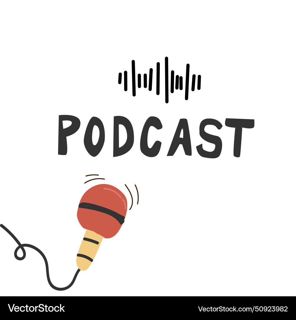 Microphone and audio - podcast or broadcasting Vector Image