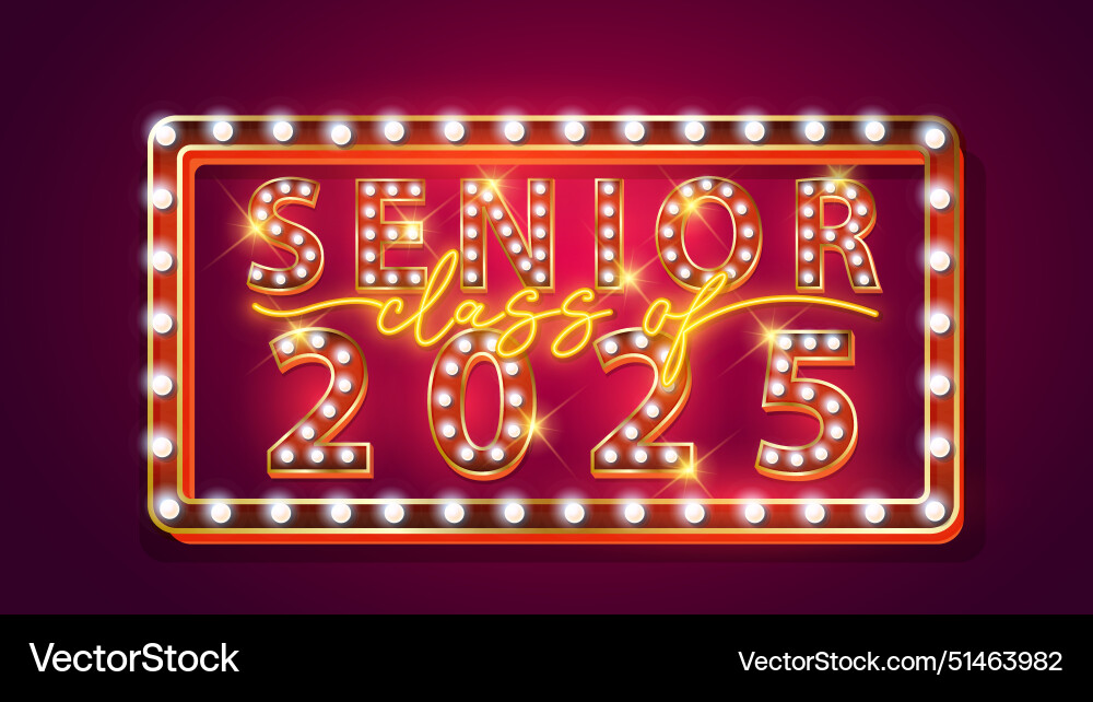 Neon senior 2025 class of for greeting Royalty Free Vector