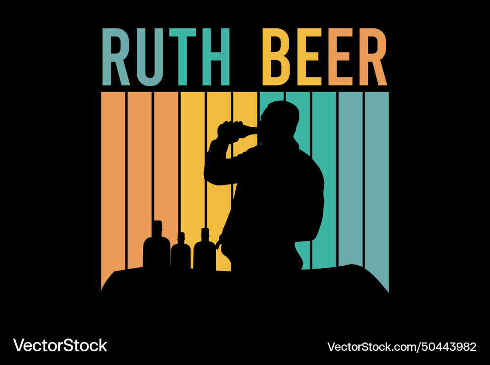 Ruth beer silhouette retro design Royalty Free Vector Image