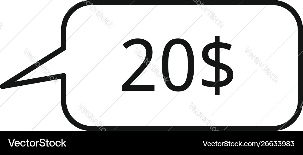 20 dollar price icon outline style Royalty Free Vector Image