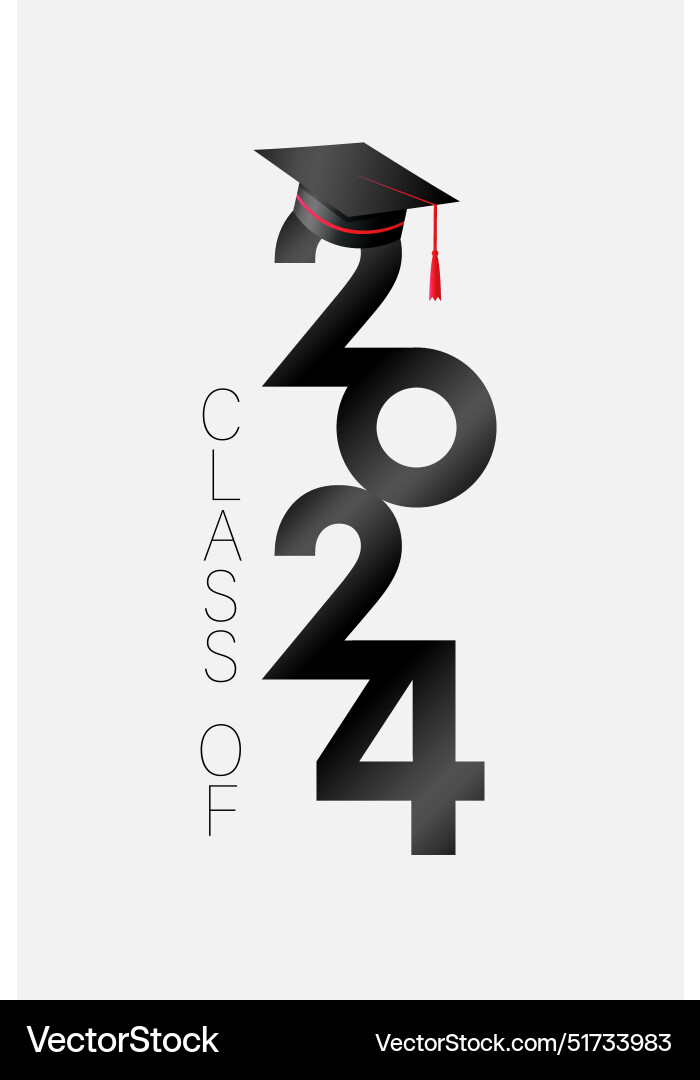 Class of 2024 graduation logo with black cap Vector Image
