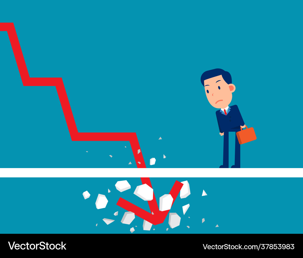 Economic collapse definition looking down Vector Image