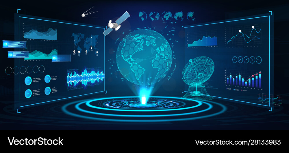 Futuristic Earth Hologram Control Panel Royalty Free Vector