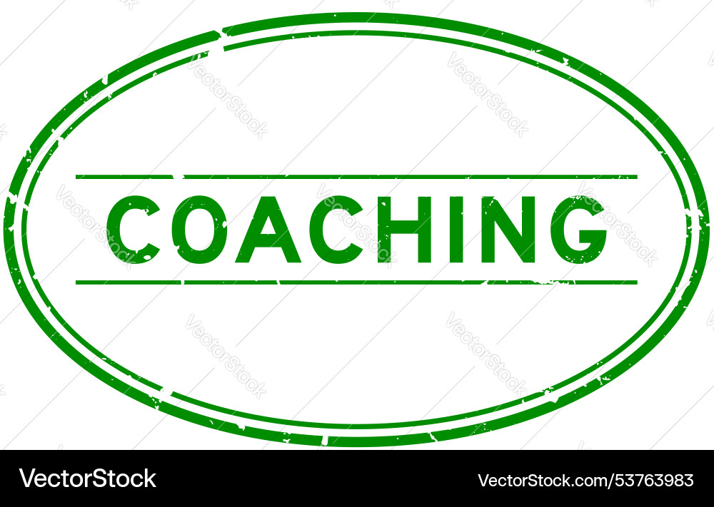 Grunge green coaching word oval rubber seal stamp Vector Image
