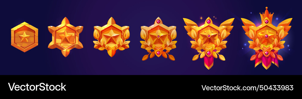 Hexagon shape badge with star for game level rank Vector Image