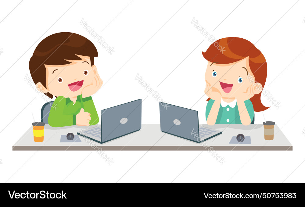 Kids Learning Online Royalty Free Vector Image