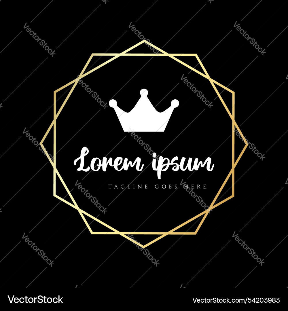 Luxury king crown with golden geometric hexagonal Vector Image