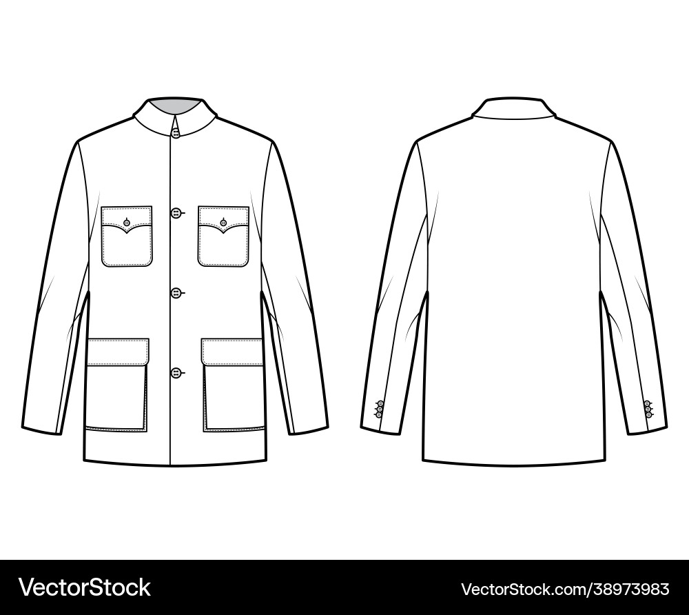 Mao jacket technical fashion Royalty Free Vector Image